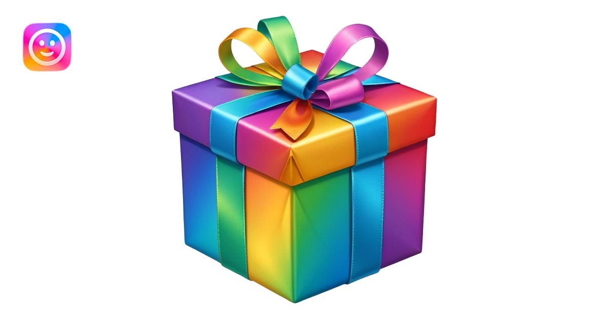 bright rainbow gift box emoji | AI Emoji Generator