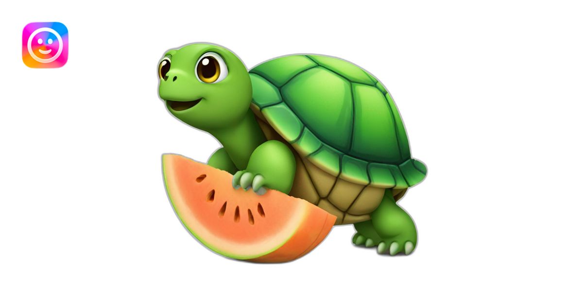 Turtle with a melon shell emoji | AI Emoji Generator