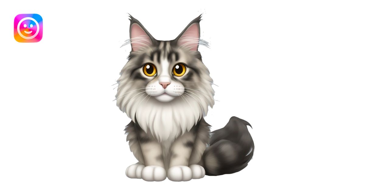 Maine coon dilute Calico half face colored emoji | AI Emoji Generator