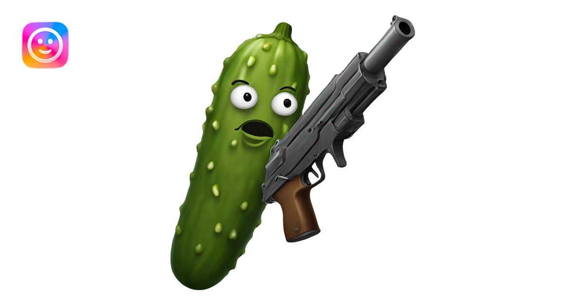 Pickle with a gun emoji | AI Emoji Generator