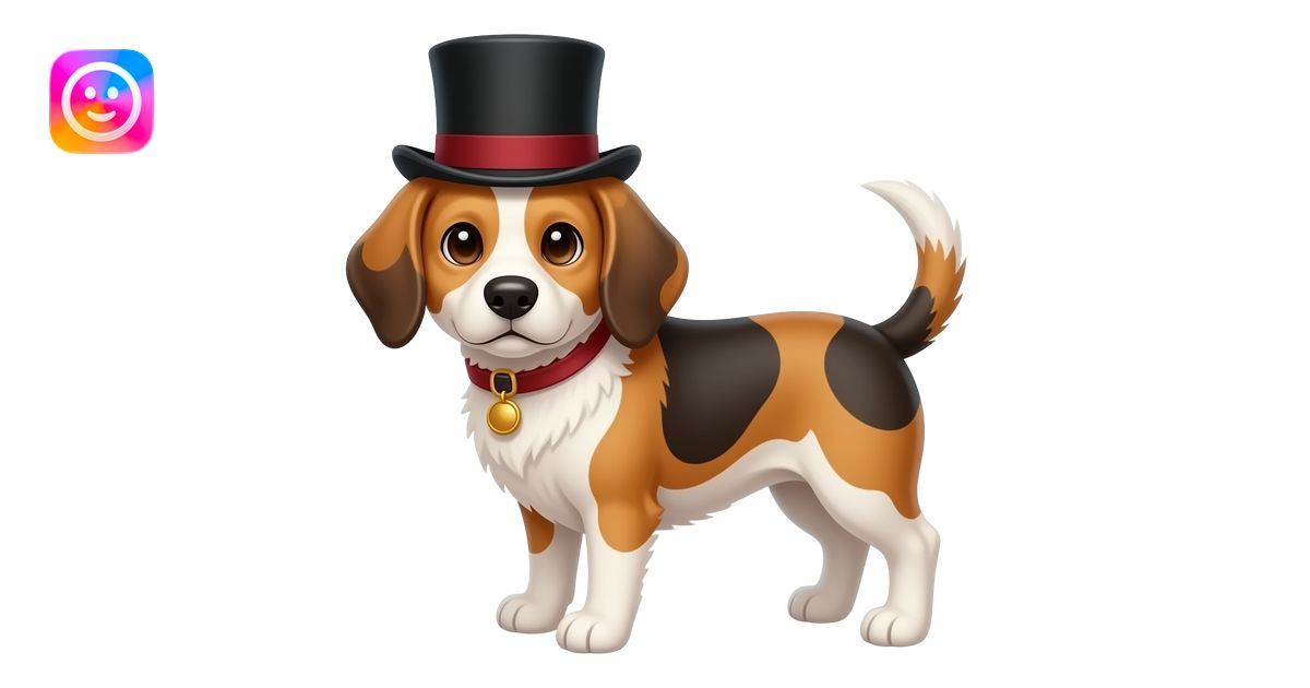 Calico dog with a top hat emoji | AI Emoji Generator