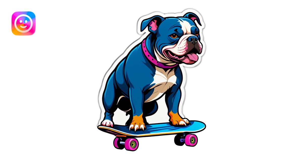 American bully on skateboard image | AI Emoji Generator