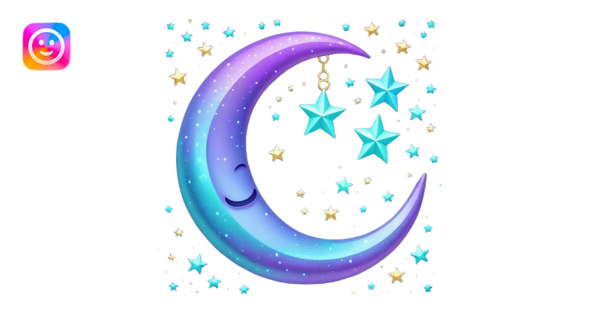 glitter purple and cian crescent moon emoji | AI Emoji Generator