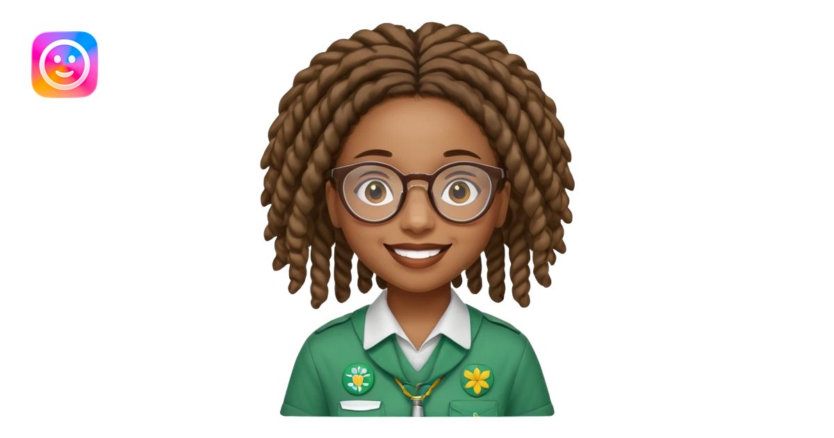 African American Girl Scout with glasses and locs emoji | AI Emoji ...