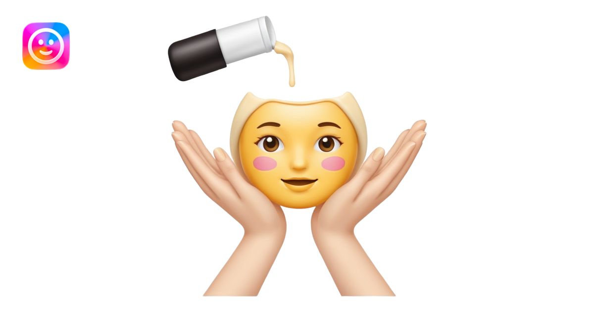 Minimal emoji of 2 hands gently applying skincare cream, emoji | AI ...