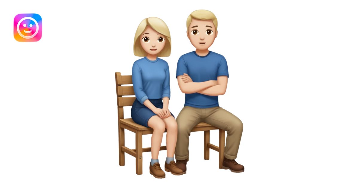 MaN sitting on chair Woman kneeling emoji | AI Emoji Generator
