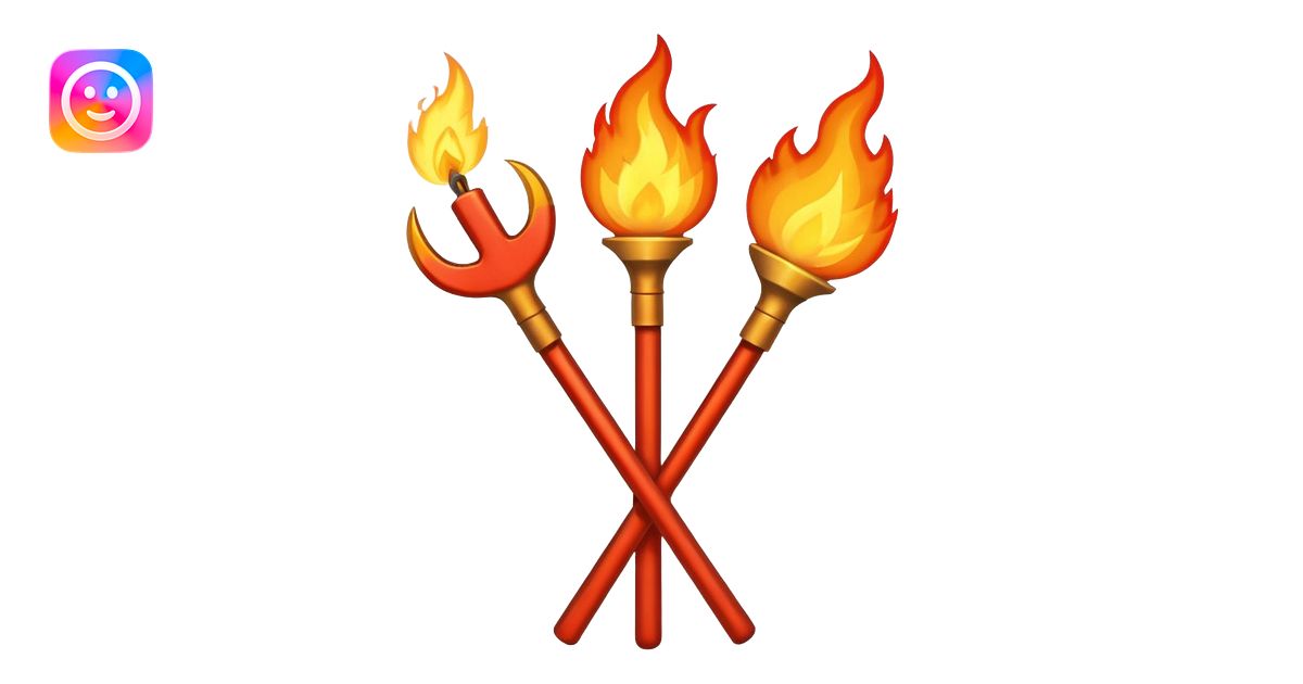 a three pronged pitchfork and a torch crossing each other to make an x ...