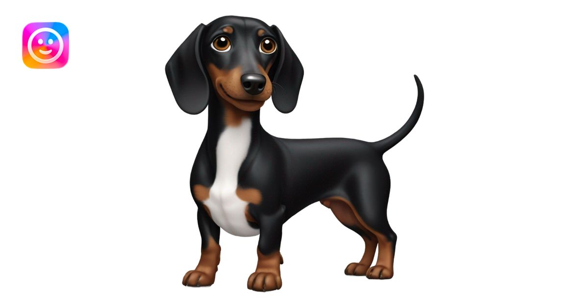 Black weiner dog with white chest emoji | AI Emoji Generator