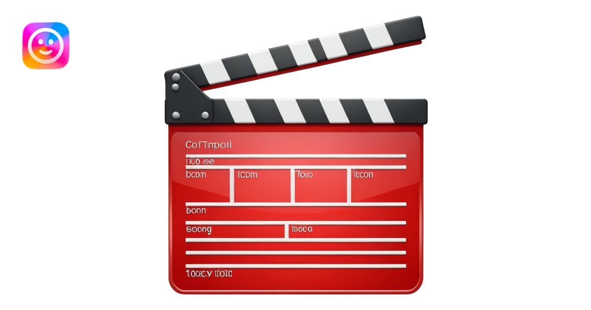 Standard clapperboard red glossy with open top bar emoji | AI Emoji ...