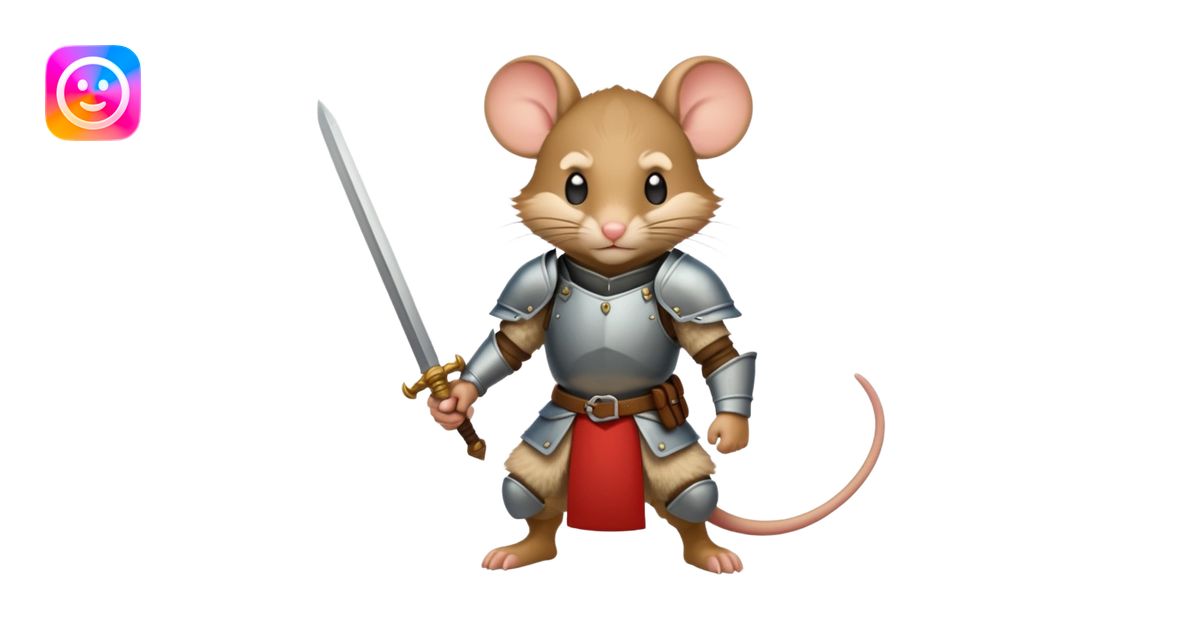 A mouse warrior, redwall inspired, in action emoji | AI Emoji Generator