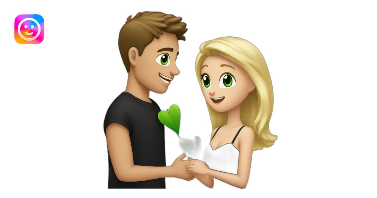Brunette boy proposing to a blonde girl with green eyes and in black ...
