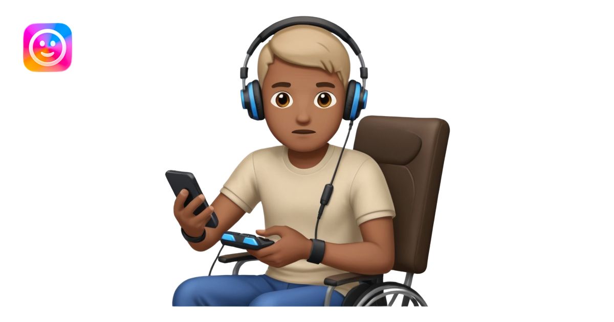 A disabled man playing vidéo game emoji | AI Emoji Generator