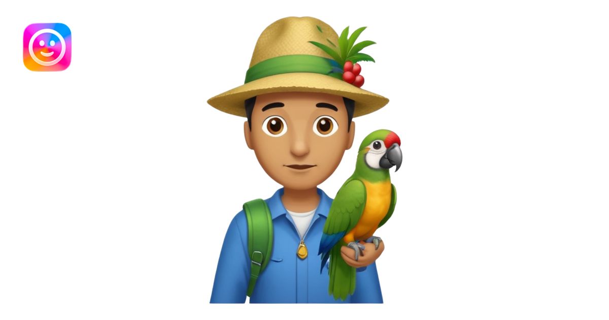 Walker + parrot on shoulder, Pet Walkers. Full body emoji | AI Emoji ...