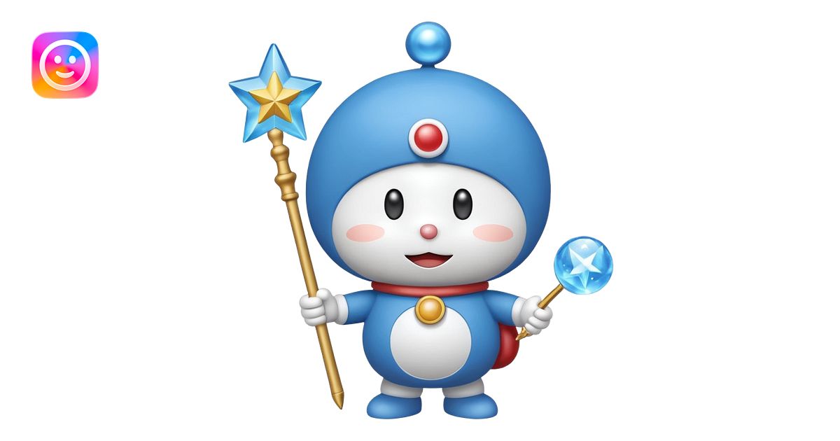 Doraemon with magic wand emoji | AI Emoji Generator