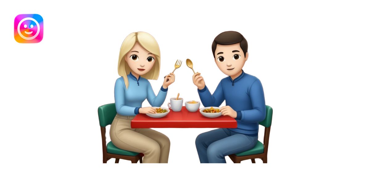 ligth couple having dinner at a Chinese restaurant emoji | AI Emoji ...