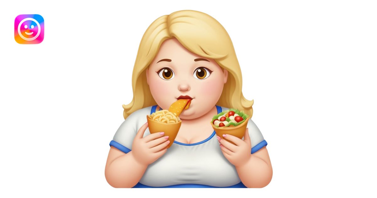 Fat girl eating food emoji | AI Emoji Generator