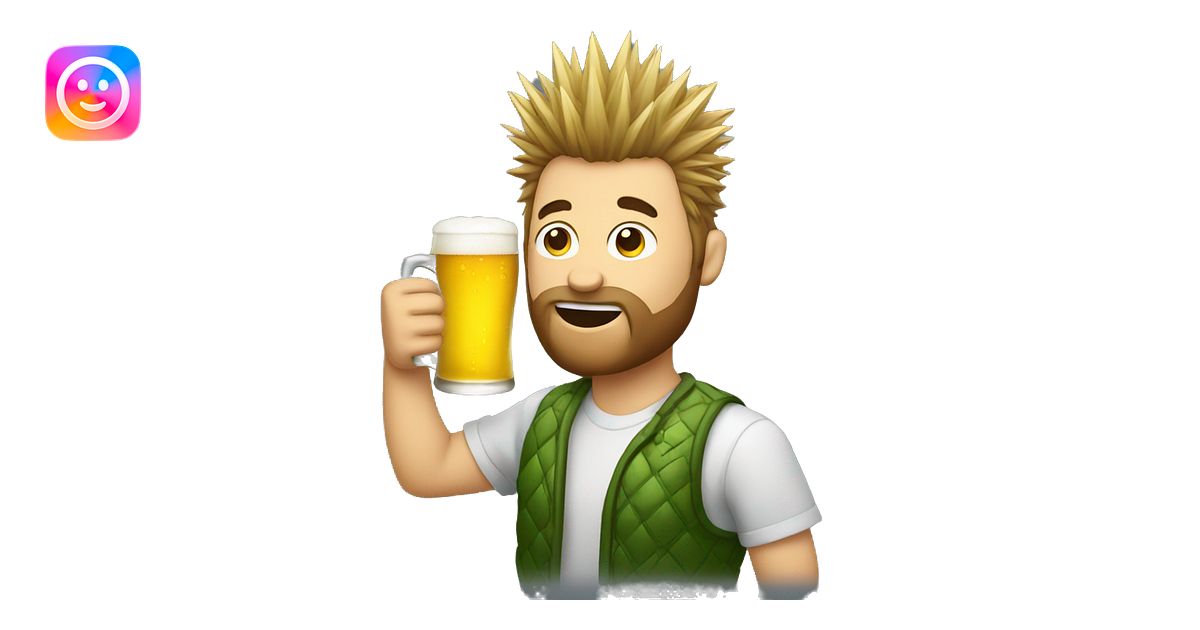 spiked hair guy drinking a beer emoji | AI Emoji Generator