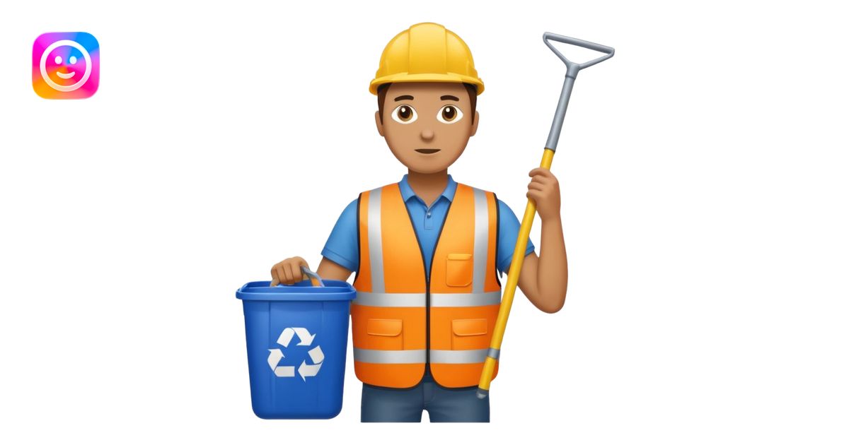 Waste Management, safety vest, trash picker emoji | AI Emoji Generator