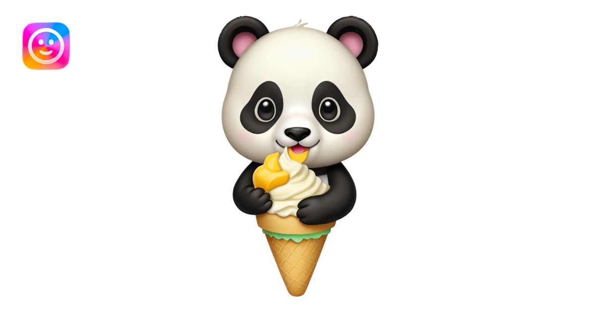 Panda eating mango icecream emoji | AI Emoji Generator