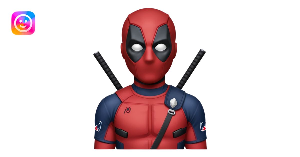 Deadpool with New England Patriots jersey emoji | AI Emoji Generator