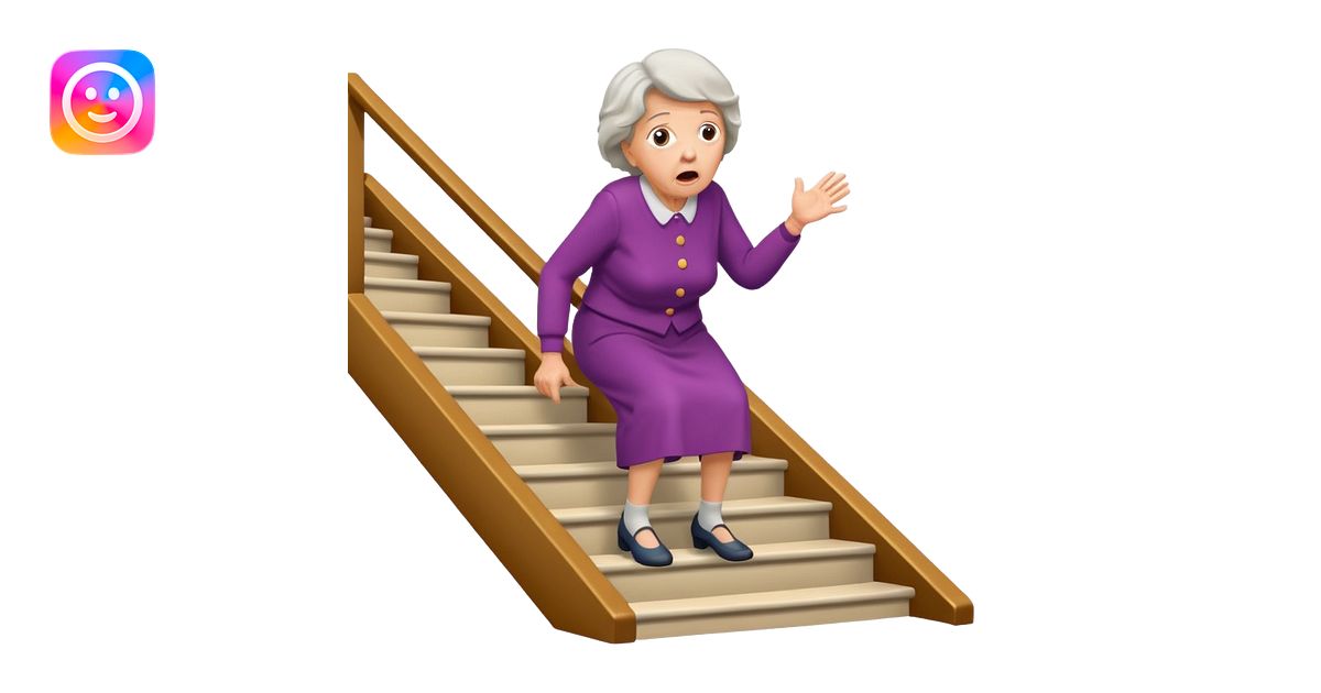 Make a emoji of a grandma falling down the stairs. emoji | AI Emoji ...