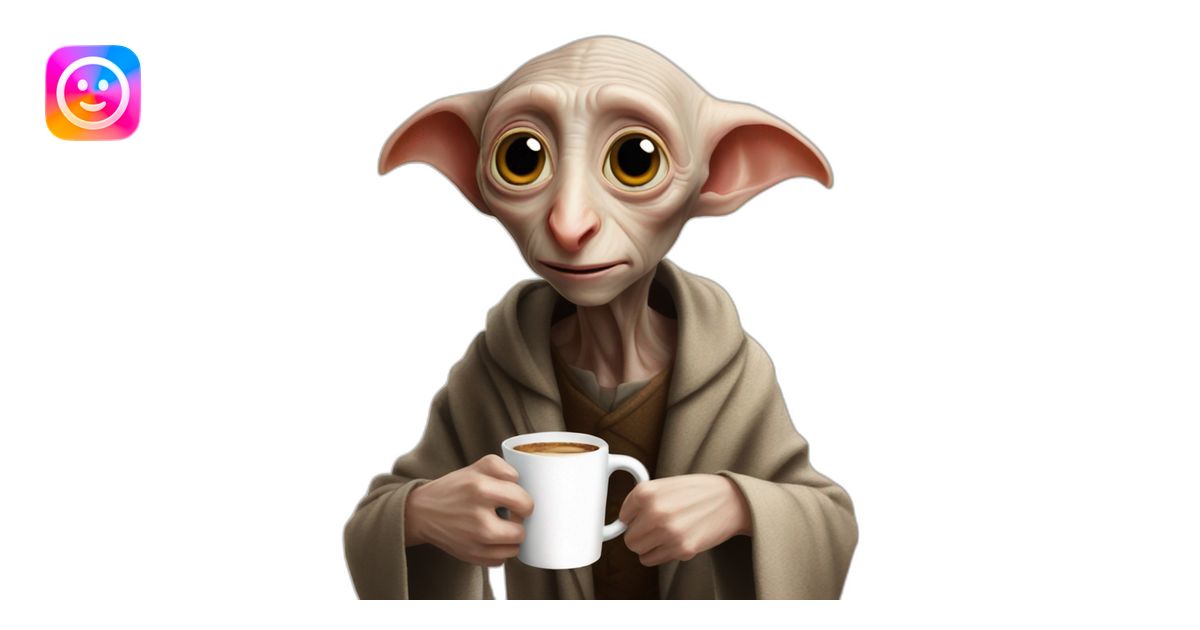 Dobby qui boit un café emoji | AI Emoji Generator