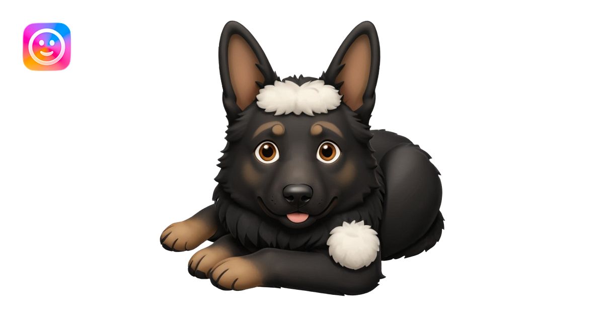 mostly black german shepherd lying on back emoji | AI Emoji Generator
