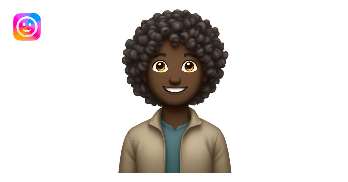 Pfp happy with curly hair and little dark skin emoji | AI Emoji Generator