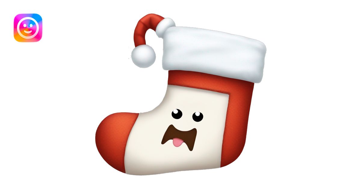 White cosy Christmas stocking emoji | AI Emoji Generator