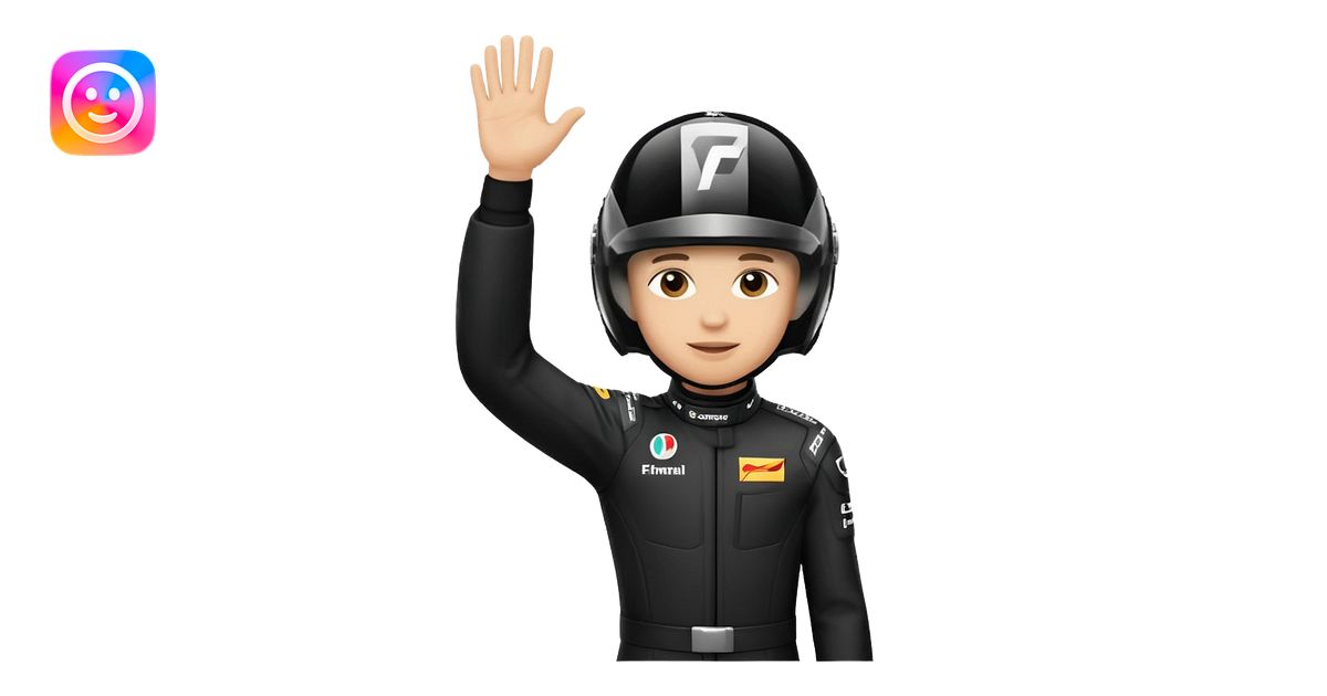 A red-bull f1 driver wearing the f1 black suit and helmet raising his ...