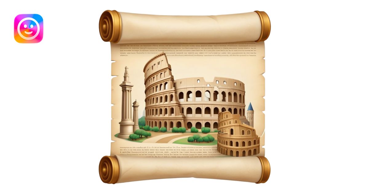 An icon featuring an ancient scroll, surrounded by famous historical ...