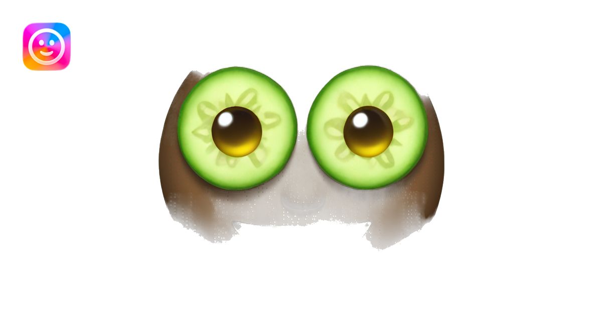 Happy face with cucumbers on his eyes emoji | AI Emoji Generator