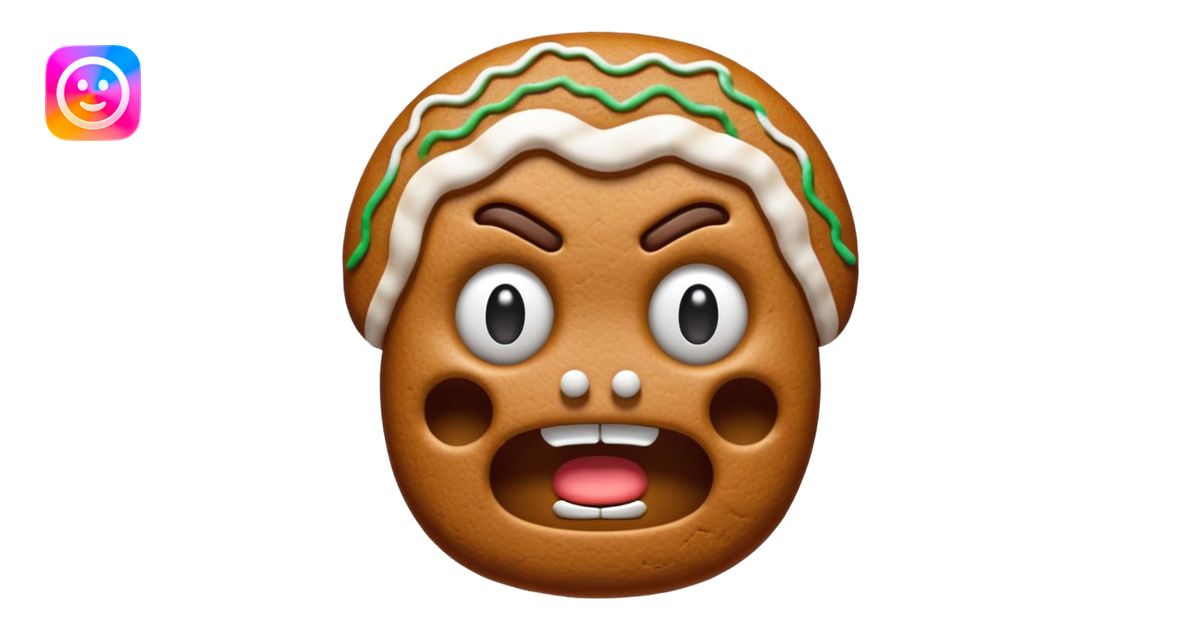 angry gingerbread man head plain emoji | AI Emoji Generator