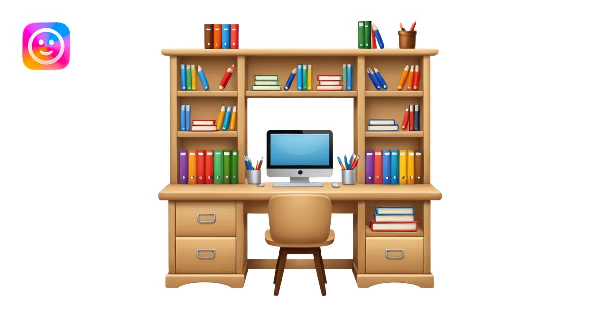 Make a.study table emoji with shelves. emoji | AI Emoji Generator