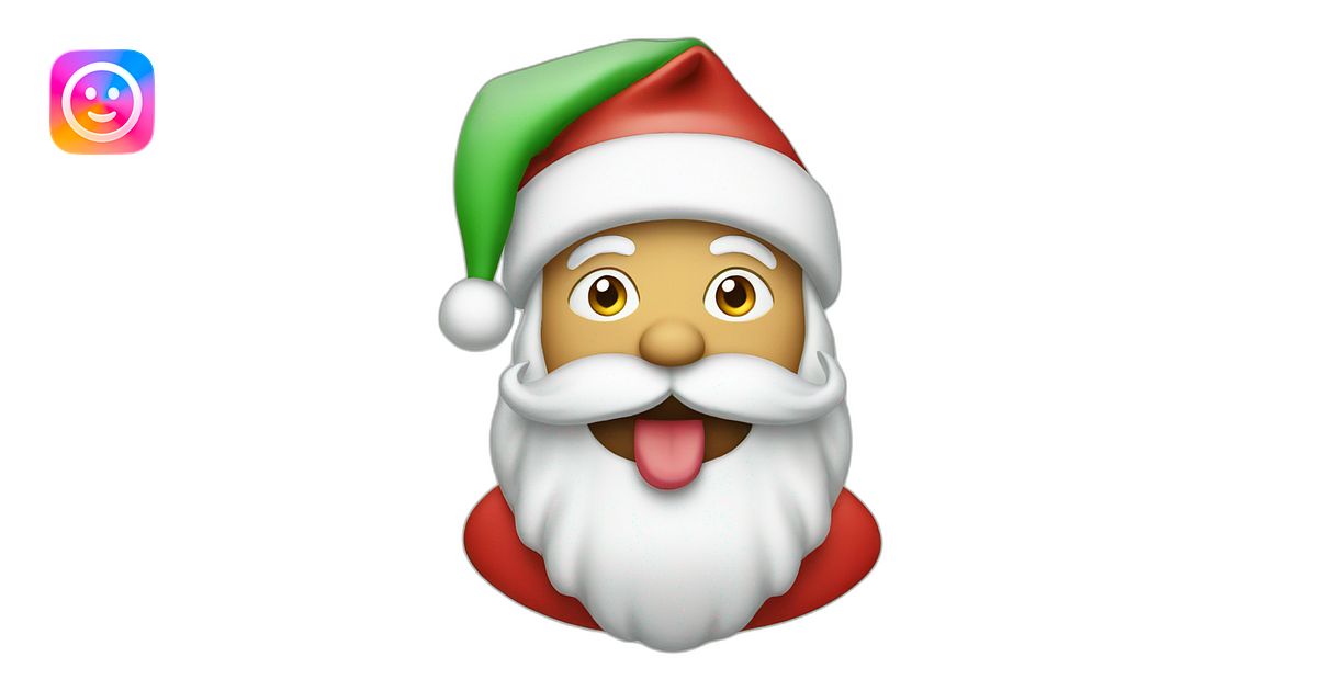Santa with hand in front of mouth and green Christmas hat emoji | AI ...