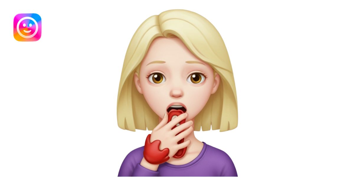 Girl choking herself emoji | AI Emoji Generator