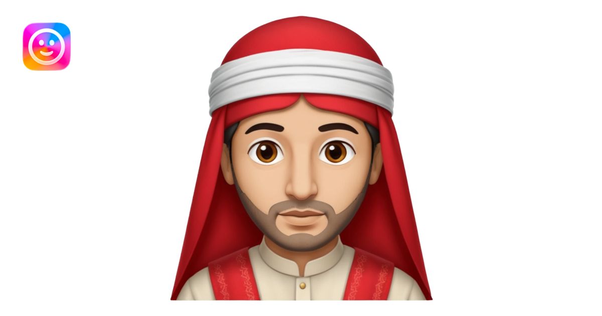 Arab man with a red and white traditional saharian hat emoji | AI Emoji ...