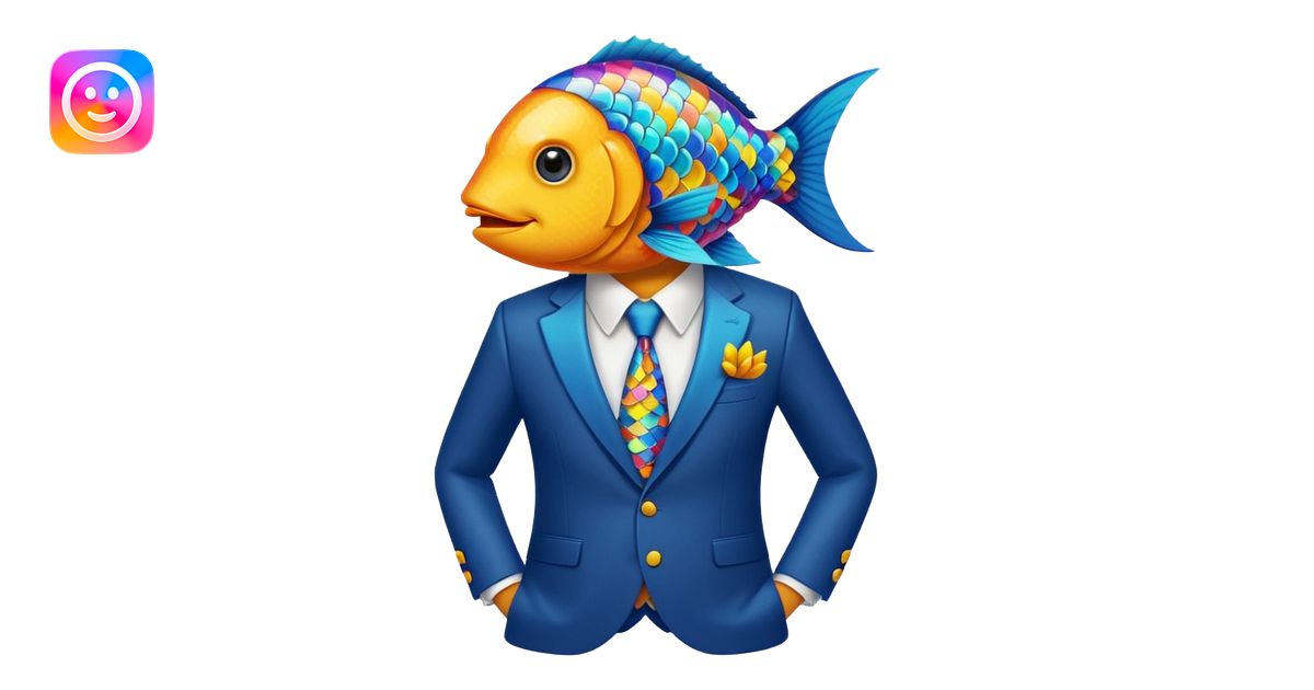 fish wearing suit emoji | AI Emoji Generator