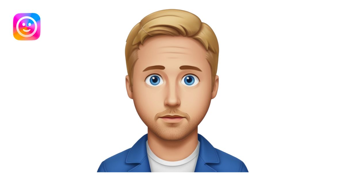 Ryan Gosling with blue eyes emoji | AI Emoji Generator