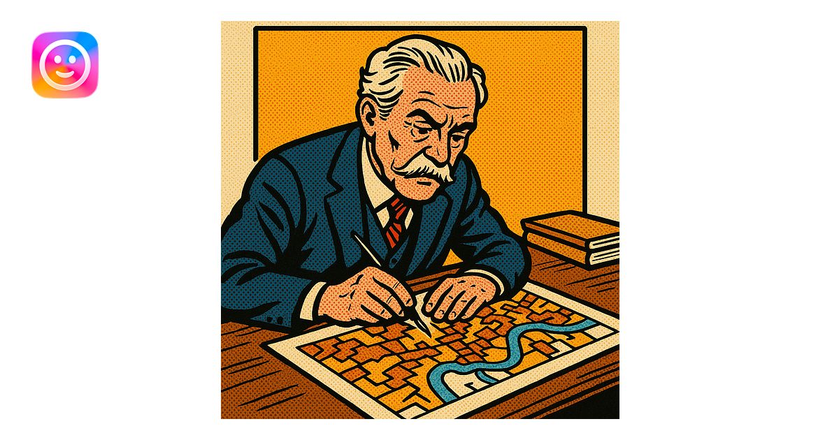 Charles Booth sitting at his desk creating a map of poverty in London ...