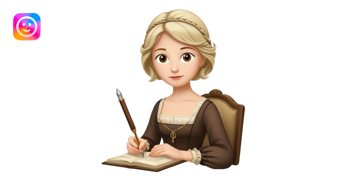 Jane austin writing with a quill in hand emoji | AI Emoji Generator
