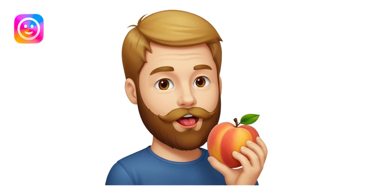 Man with beard licking peach emoji | AI Emoji Generator