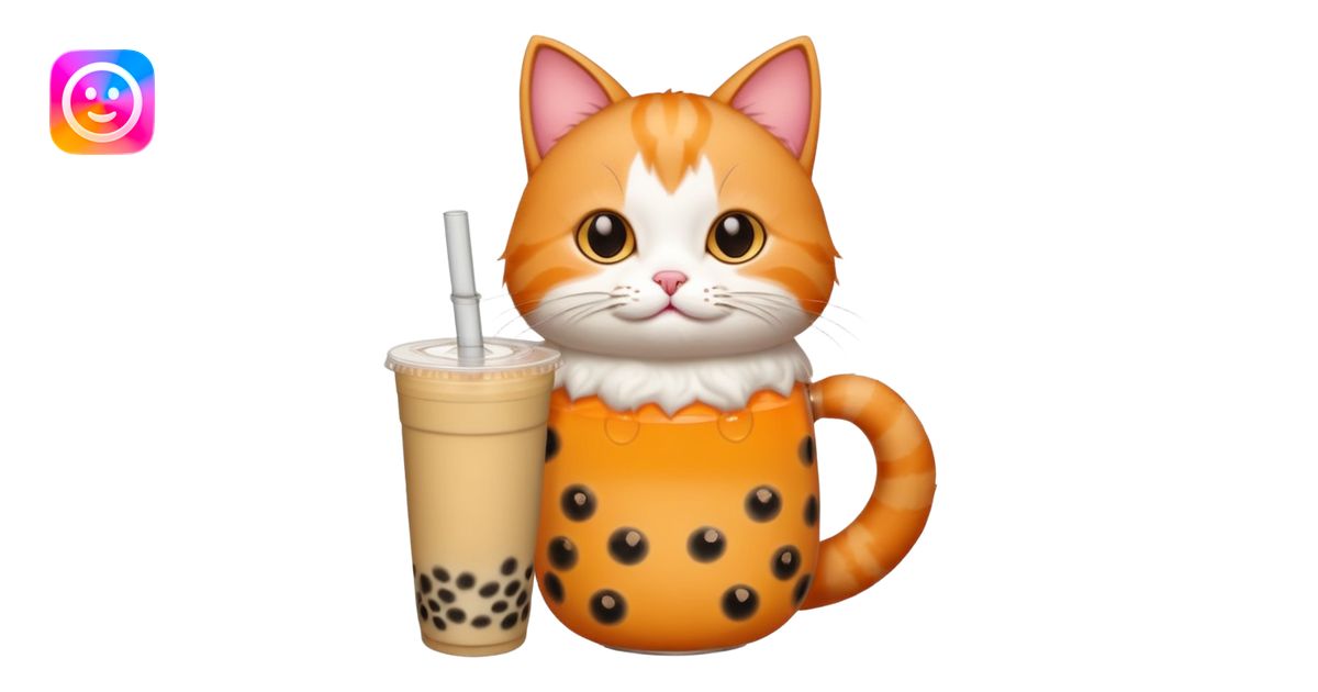 cat with bubble tea holding emoji | AI Emoji Generator