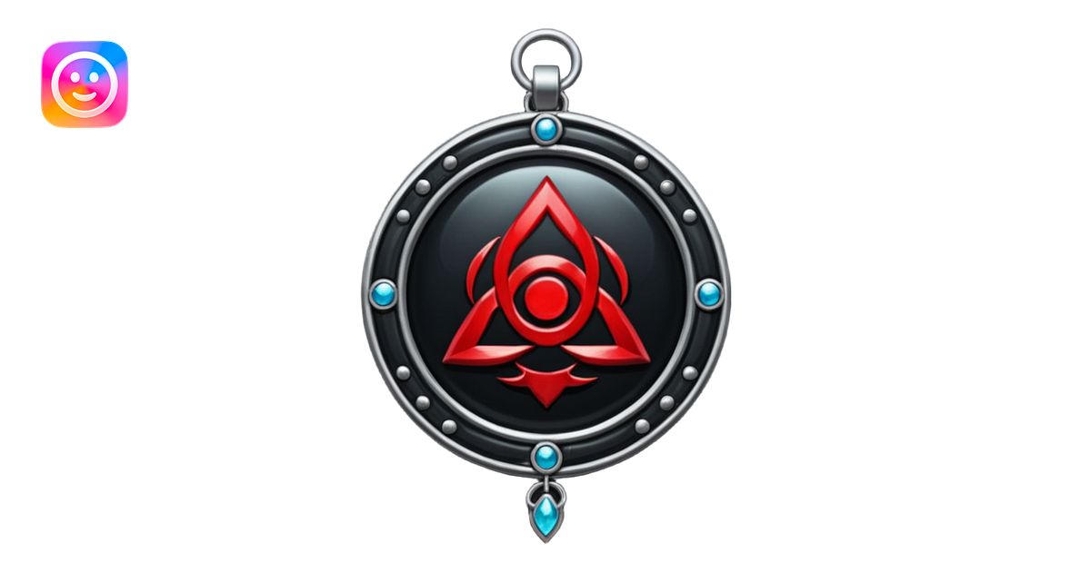 iOS sticker, dark fantasy amulet, black base, red symbol, minimal emoji ...