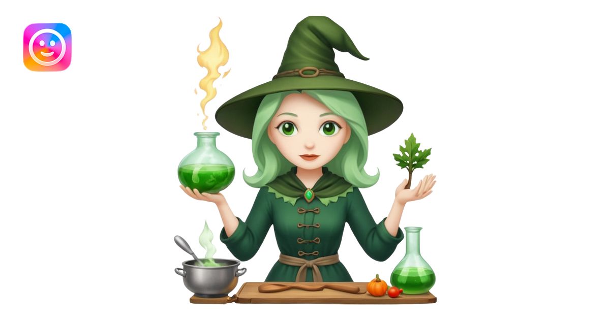 green witch cooking potion emoji | AI Emoji Generator