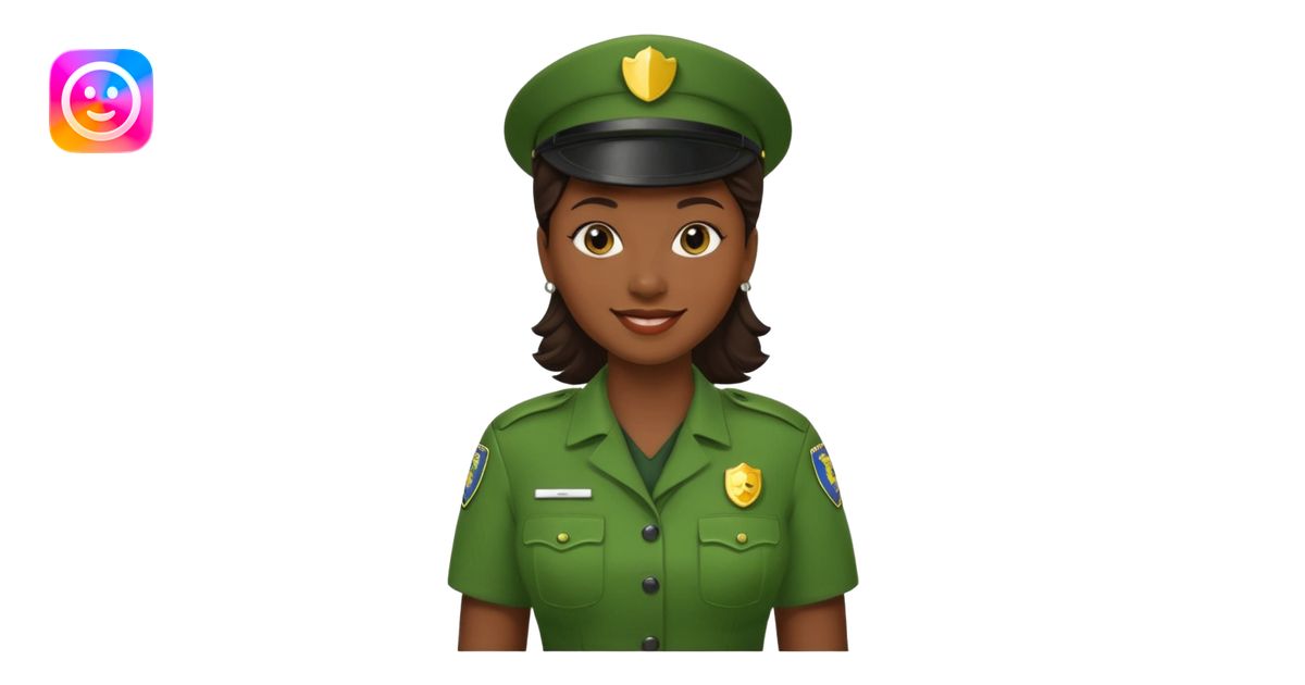 woman Security guard green dress emoji | AI Emoji Generator