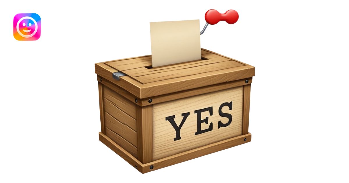 Vote box with "yes but" aber' written on the front and paper entering ...