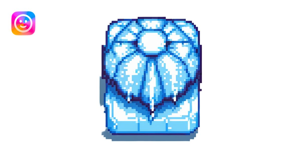 pixel art ice, small pixel blocks, retro video game style illustration ...