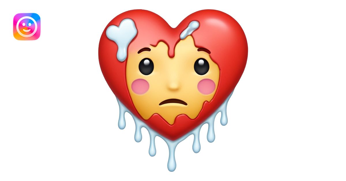 The heat broken emoji in white with sticky white liquid Ozzing out of ...