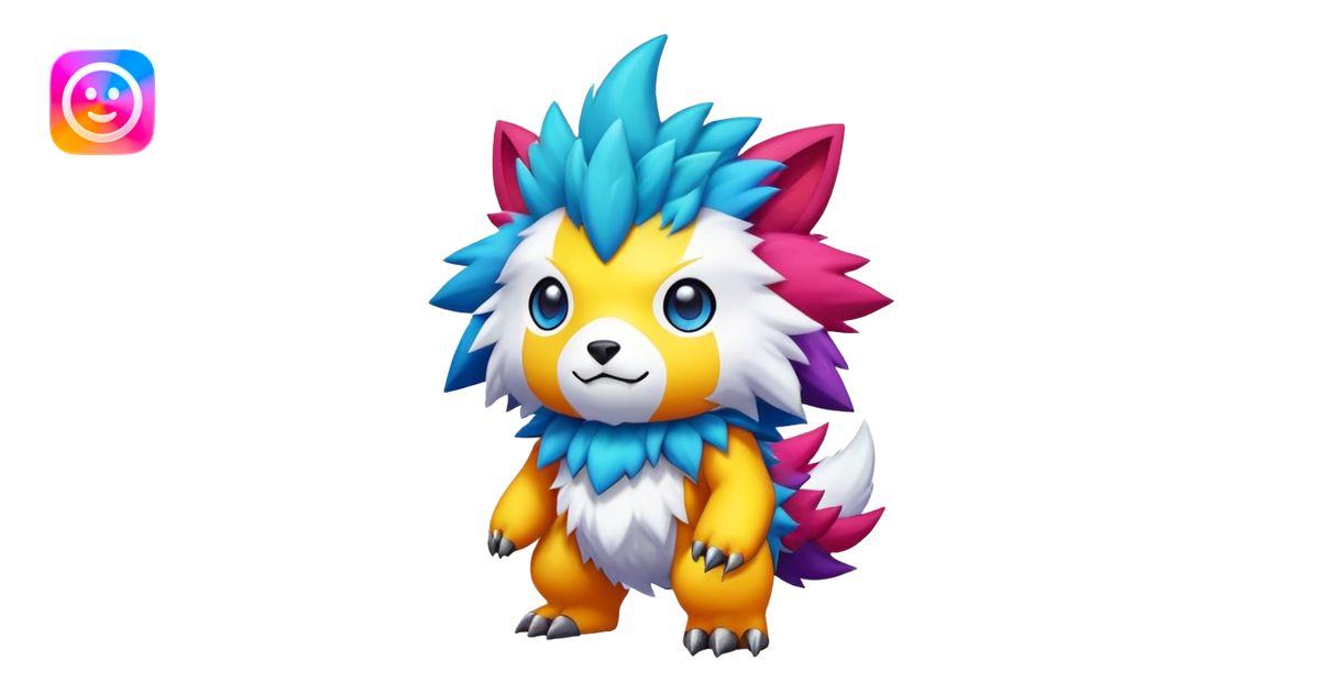 Colorful cute kawaii cool edgy Digimon-Fakemon-animal full body emoji ...